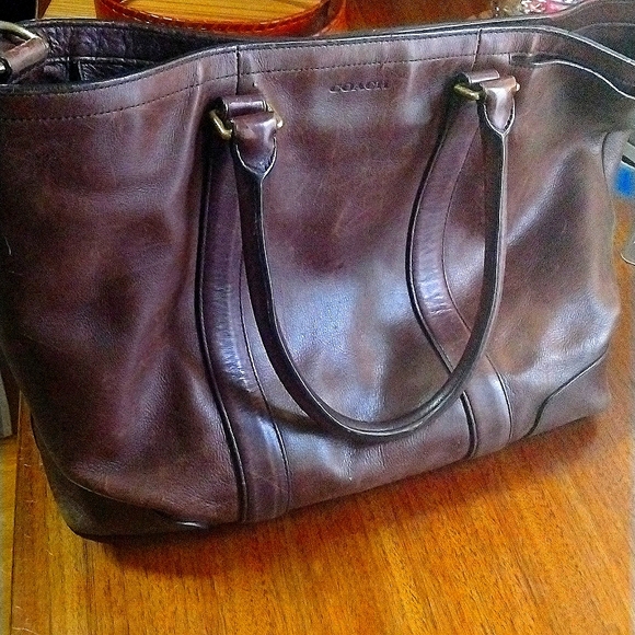 Coach | Bags | Genuine Coach Brown Leather Duffle Travel Bag W ...